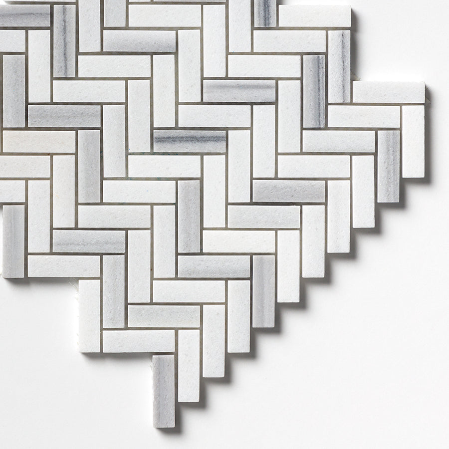 Carrara Marble Herringbone Tiles – Mosaic Pattern – International Marble