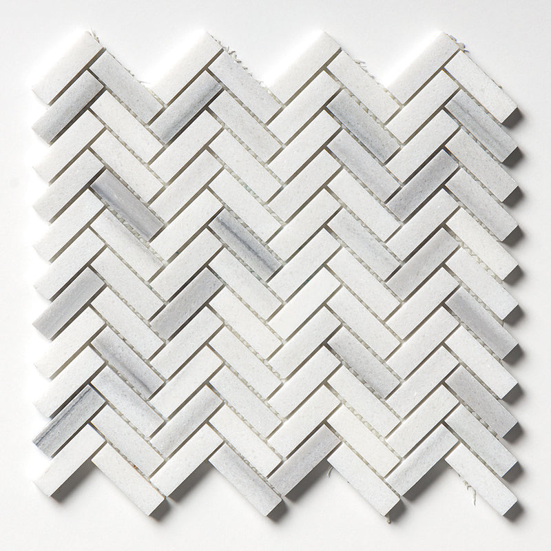 Carrara Marble Herringbone Tiles – Mosaic Pattern – International Marble
