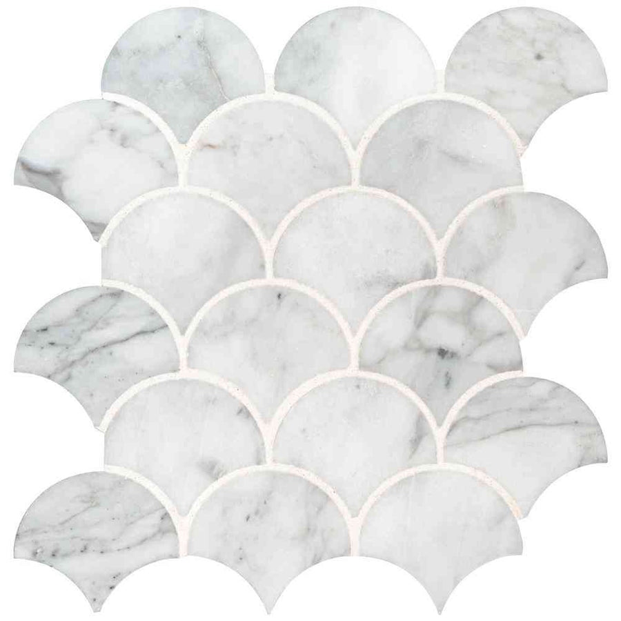 Calacatta Scallop Polished Marble Mosaic Tiles - intmarble.com ...
